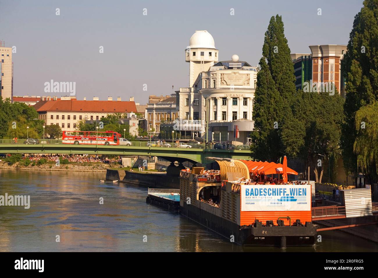 Vienna Badeschiff Wien Urania Donau river Stock Photo - Alamy