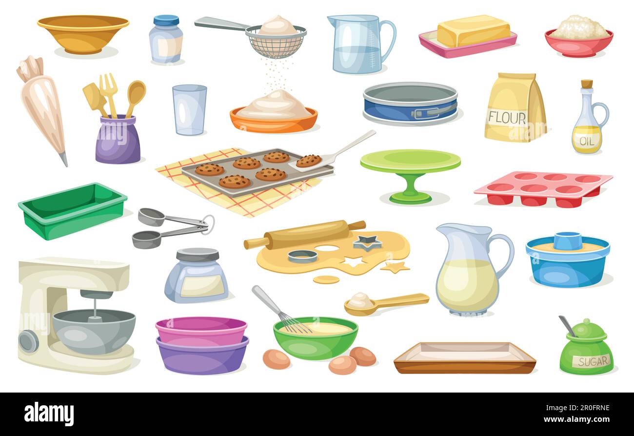 Ingredients utensils baking Stock Vector Images - Alamy