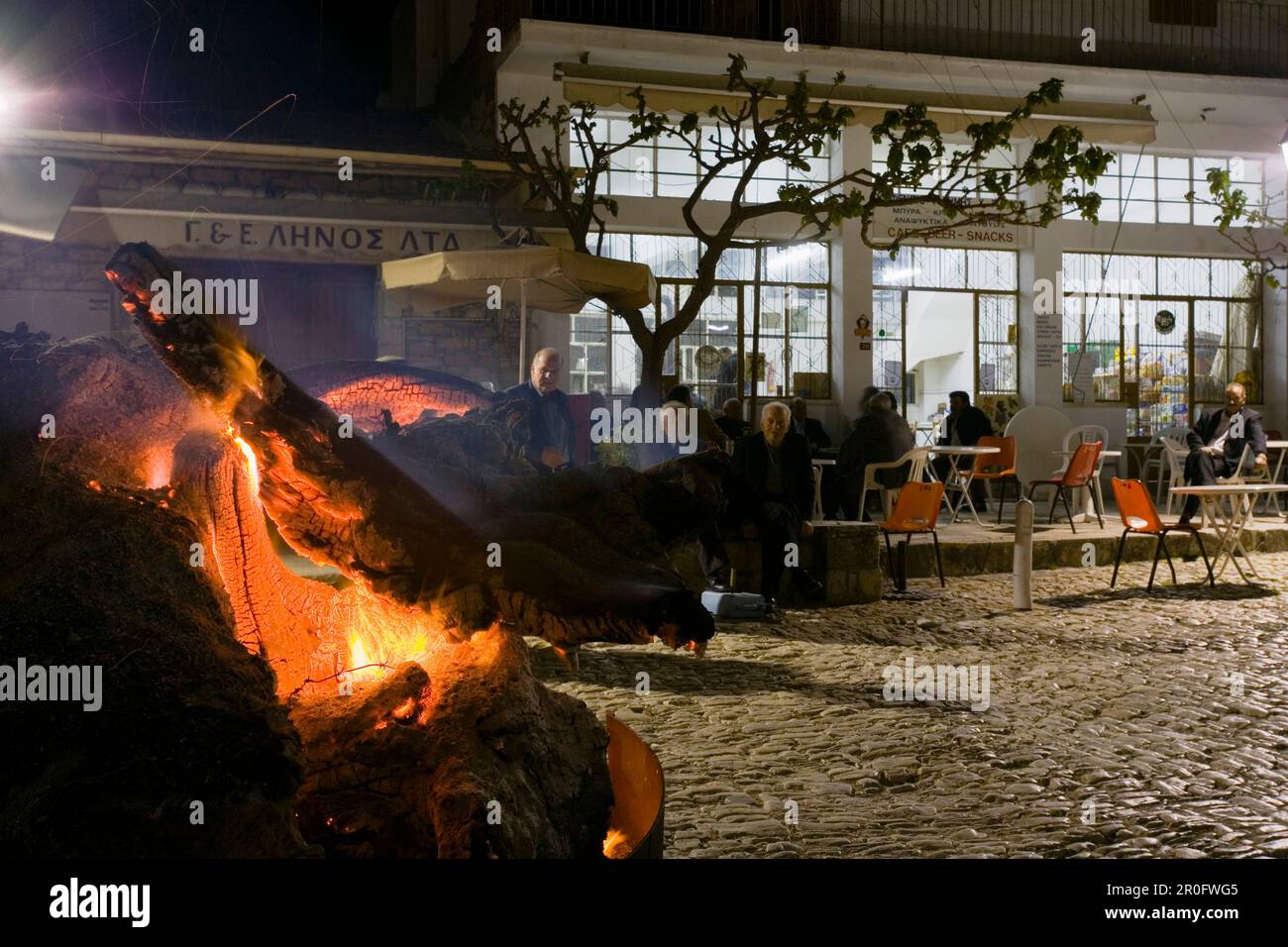 Easter fire at Omodos monastery, Omodos, Troodos mountains, South ...