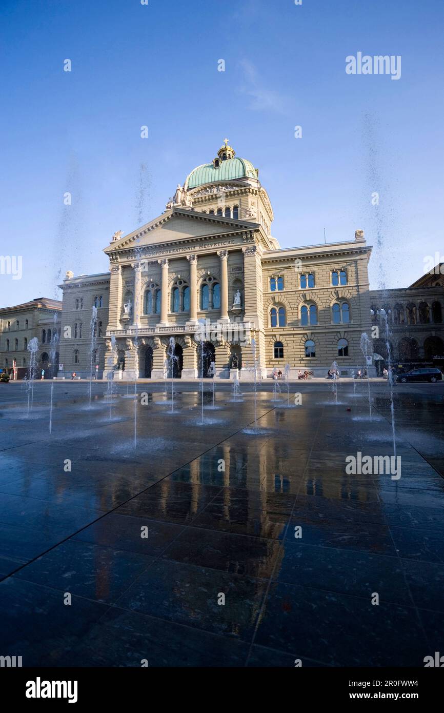 Trick fountains and water gardens in front of the House of Parliament ...