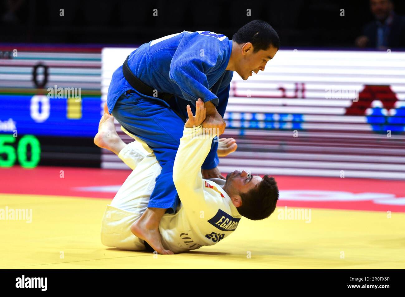 Doha, Qatar, 7 May 2023. Francisko Garrigos of Spain competes against ...
