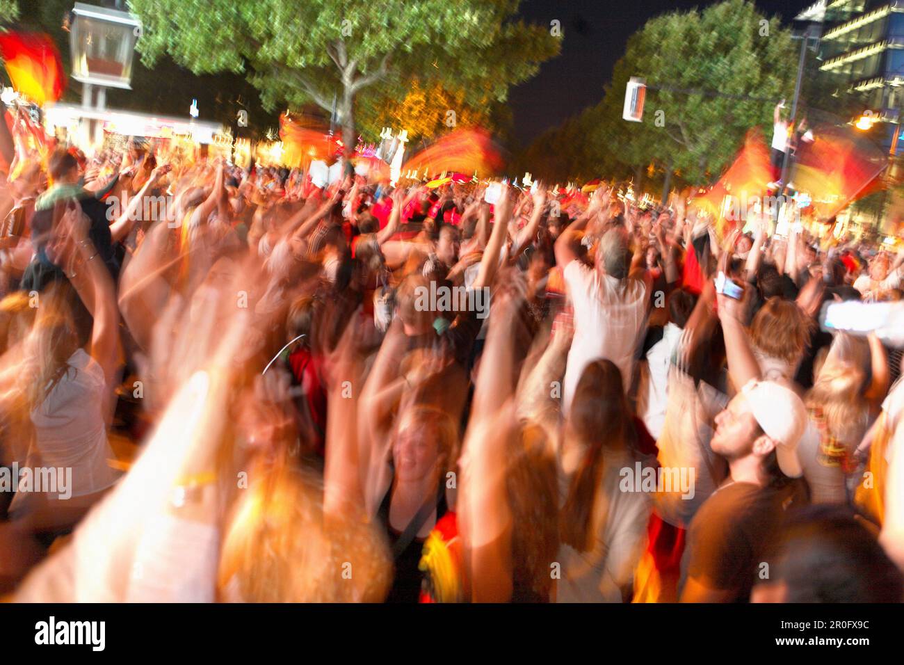 German soccer fans celebrating on the Kurfurstendamm, Berlin, Germany ...