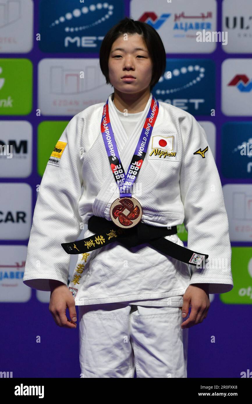 Doha, Qatar, 7 May 2023. Wakana Koga of Japan posing with bronze medal ...