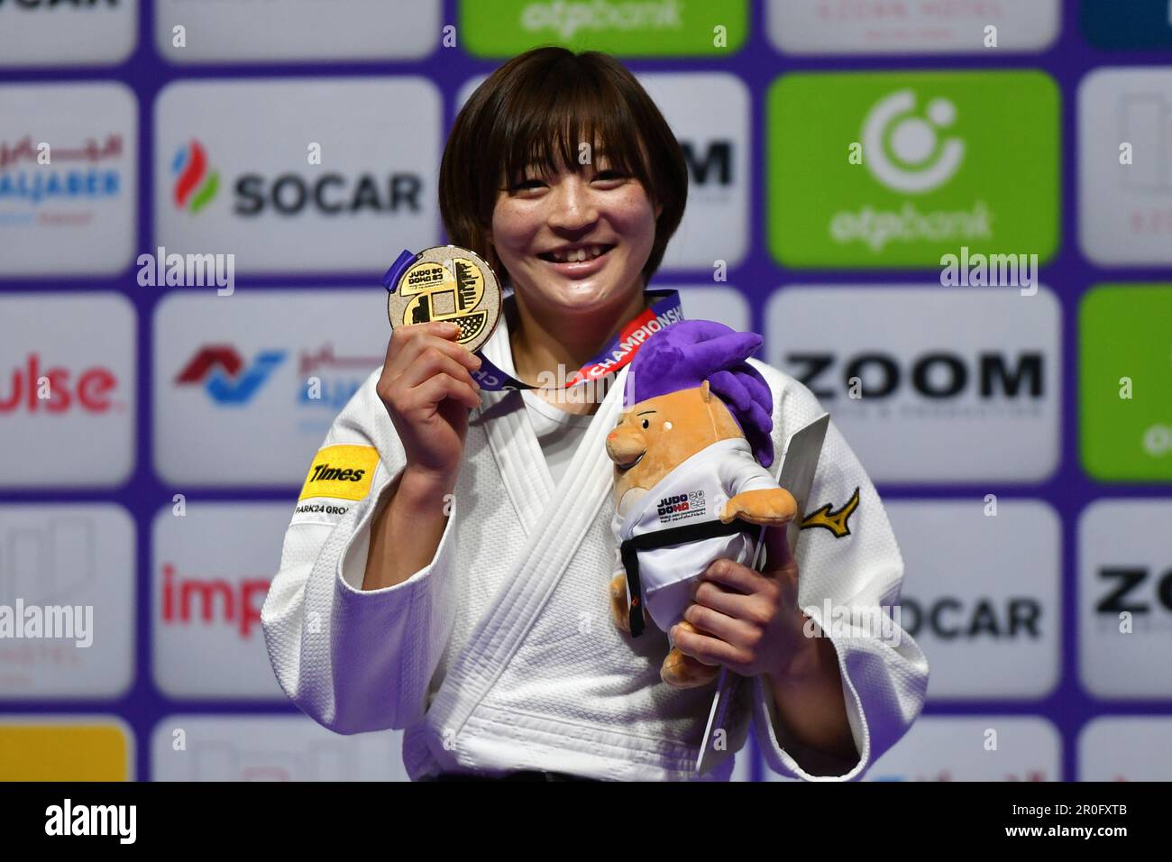 Doha, Qatar, 7 May 2023. Natsumi Tsunoda of Japan posing with gold ...