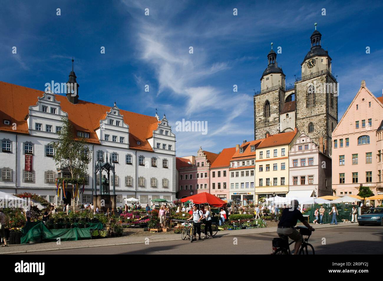Market place with Luther monument, town hall and St. Mary's church ...