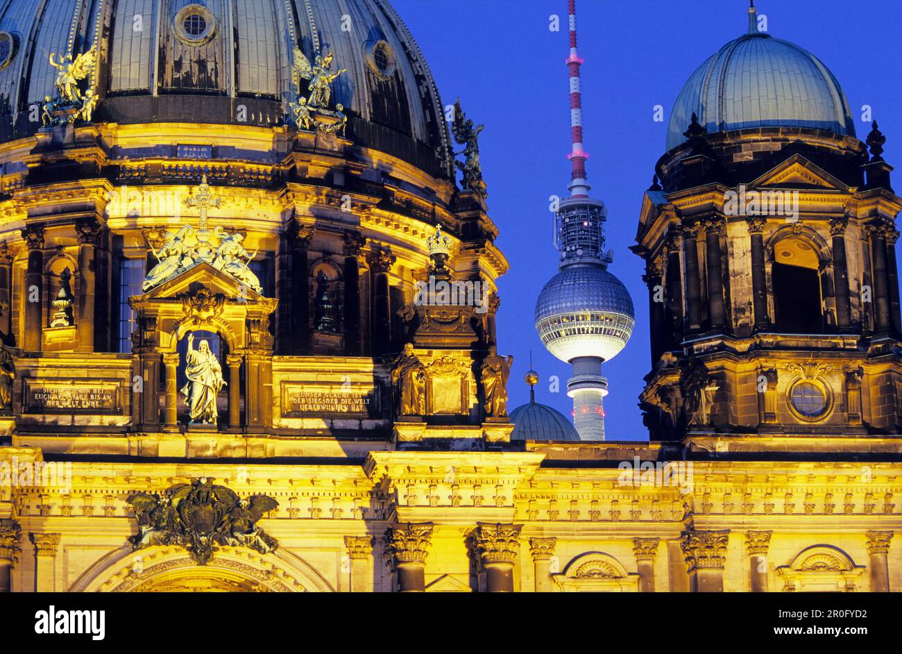 Berlin cathedral berlin television tower night hi-res stock photography ...