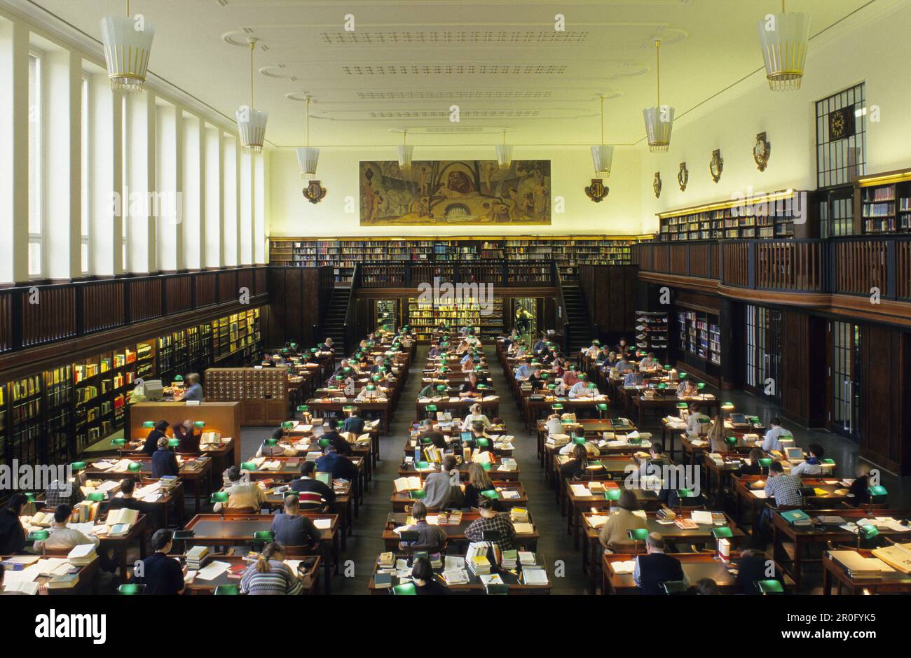 View inside the reading room of the national library, Leipzig, Saxony ...