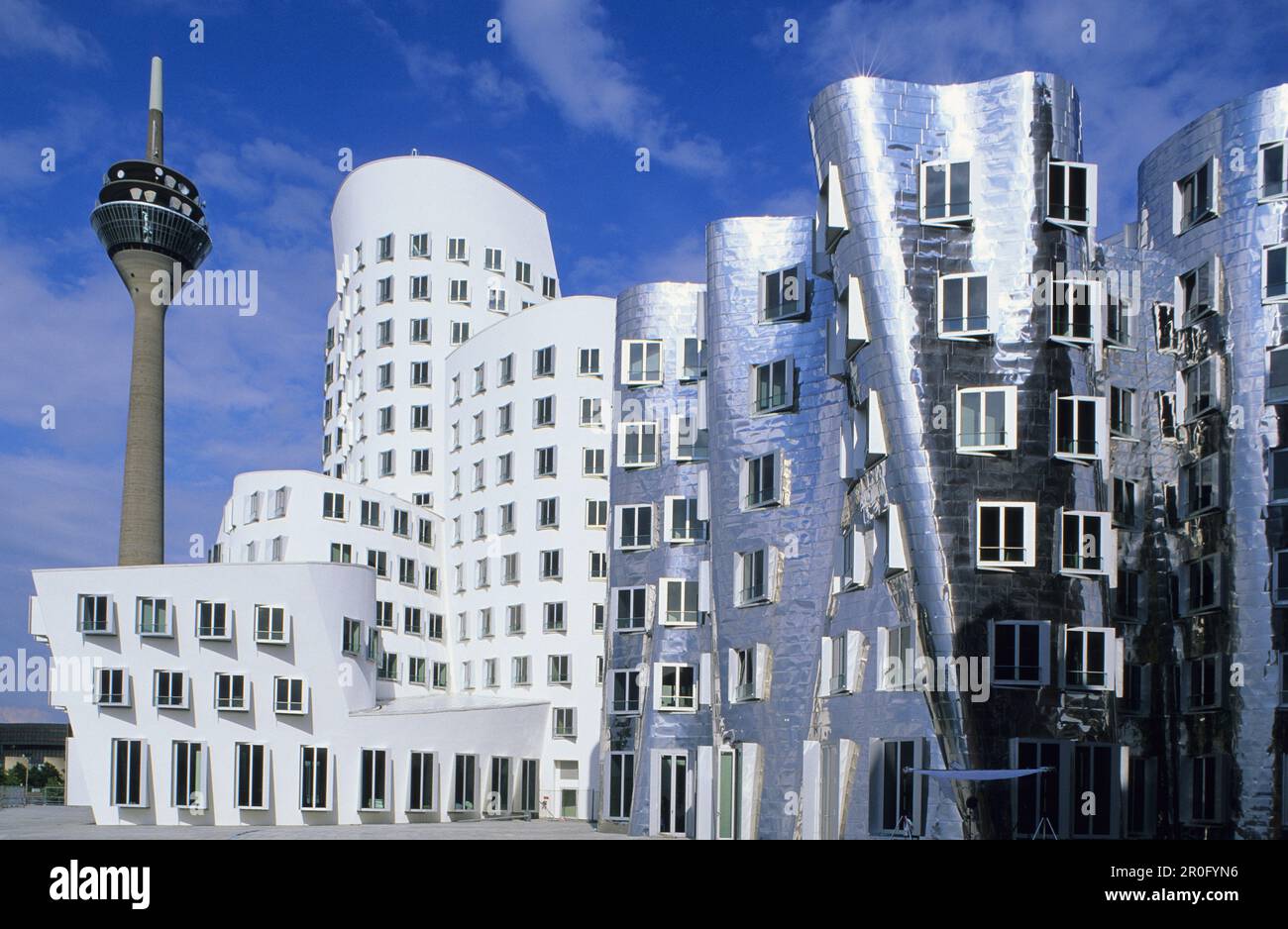Gehry Buildings, Neuer Zollhof, Rheinturm im background, Media Harbor ...