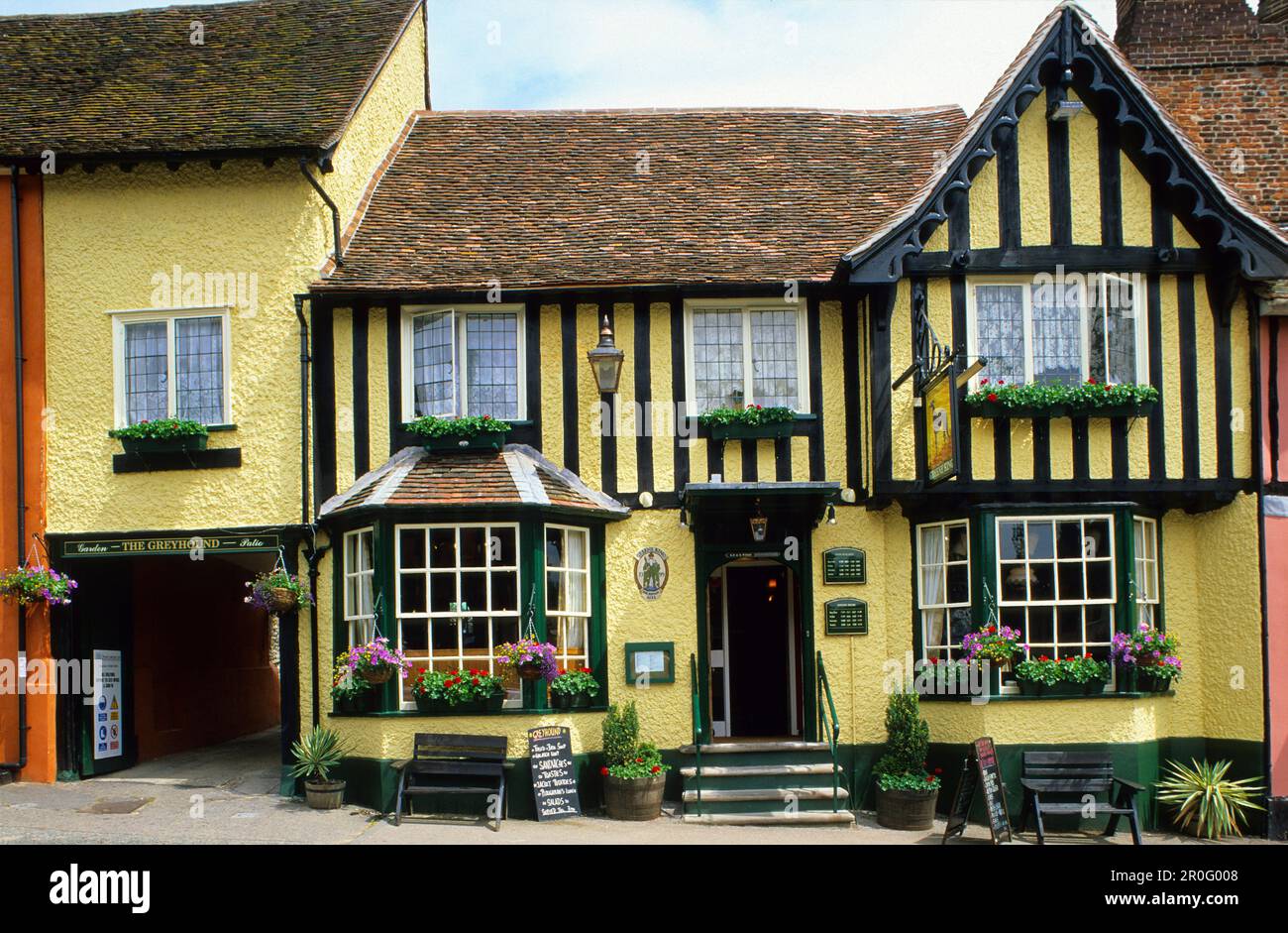 Europe, England, Suffolk, Lavenham, East Anglia, Pub The Greyhound ...