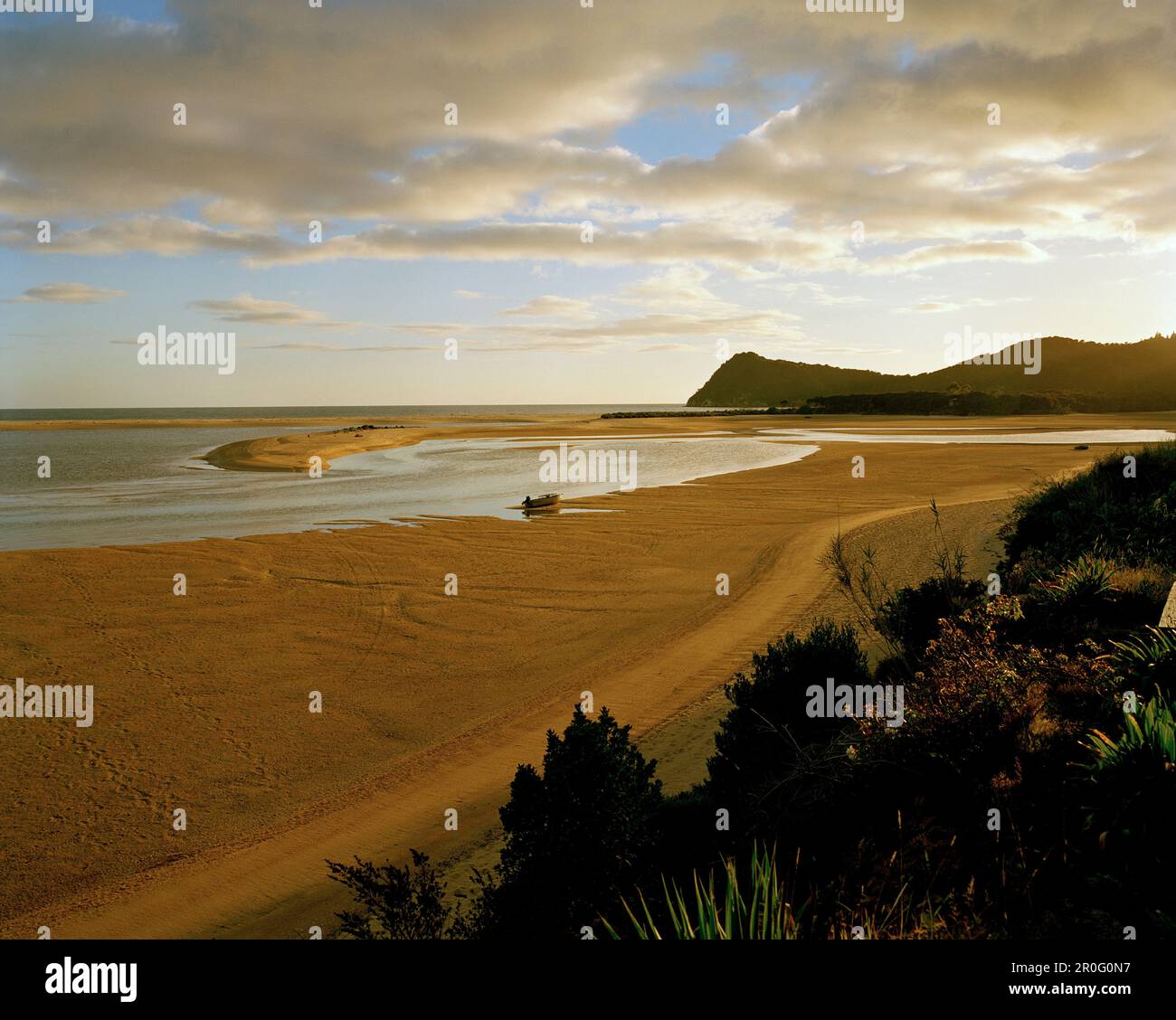 Awaroa Inlet Beach at sunset, Abel Tasman National Park, North Coast ...