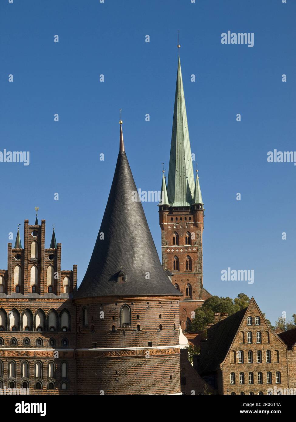 Holsten Gate and St. Petri Church, Lubeck, Schleswig Holstein, Germany ...