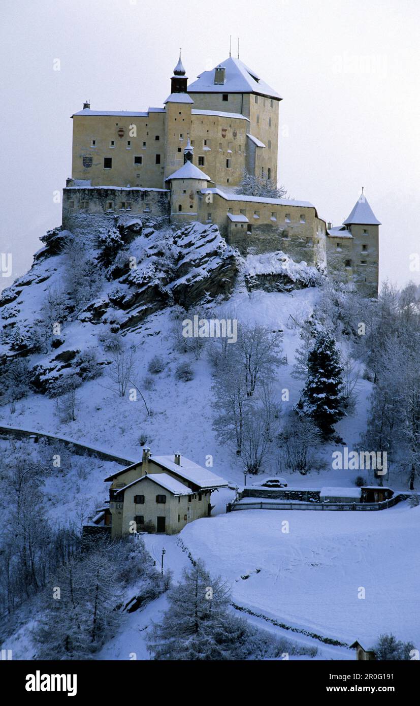 View to Tarasp Castle in the Lower Engadine, Lower Engadine, Engadine ...