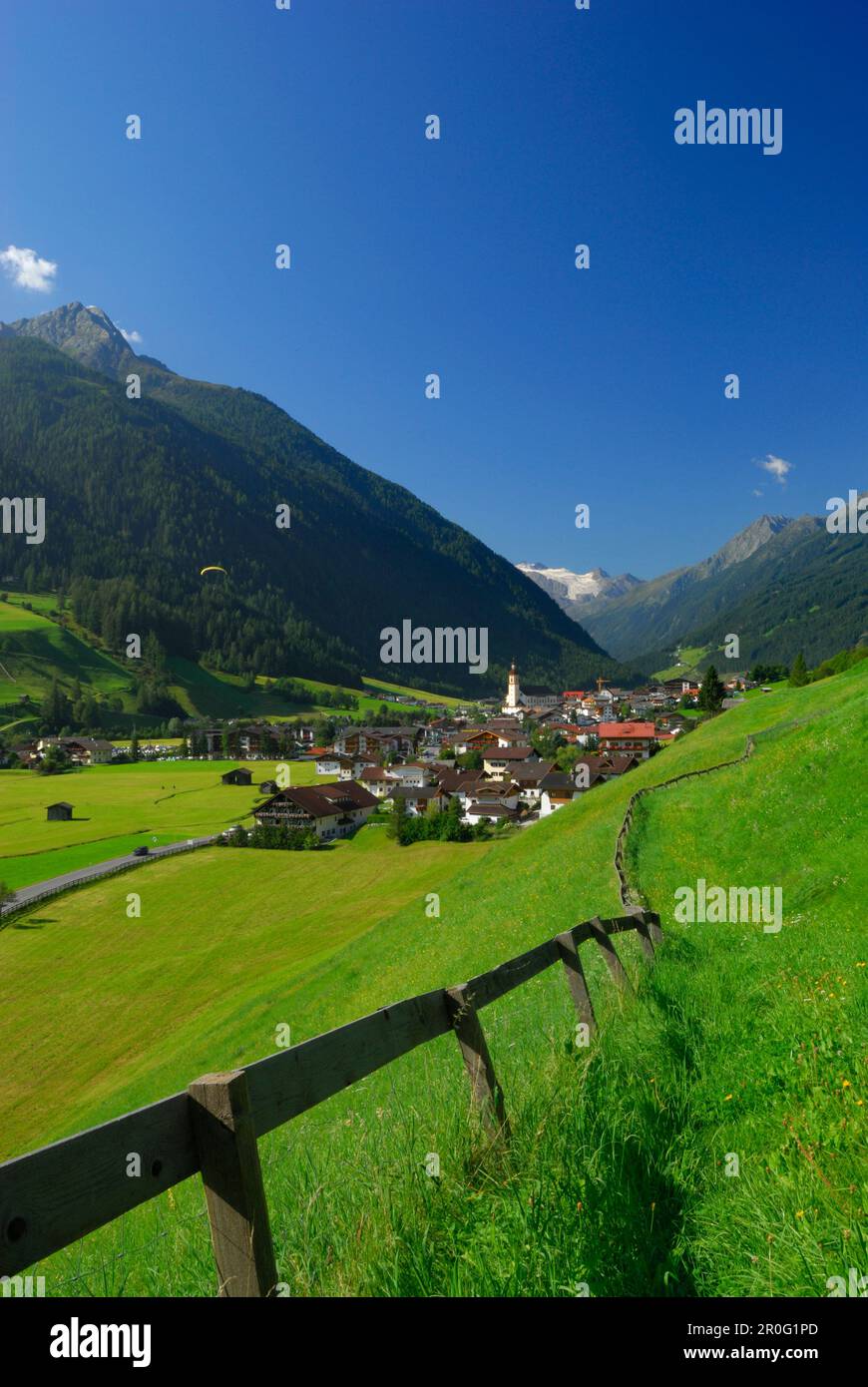village of Neustift, valley Stubaital, Stubaier Alpen range, Stubai ...