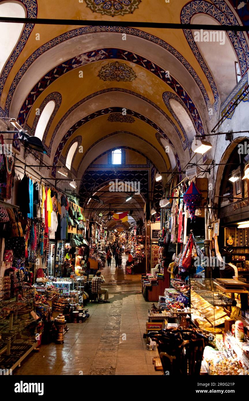 Interior view of the Grand Bazaar, Kapali Carsi, Istanbul, Turkey ...