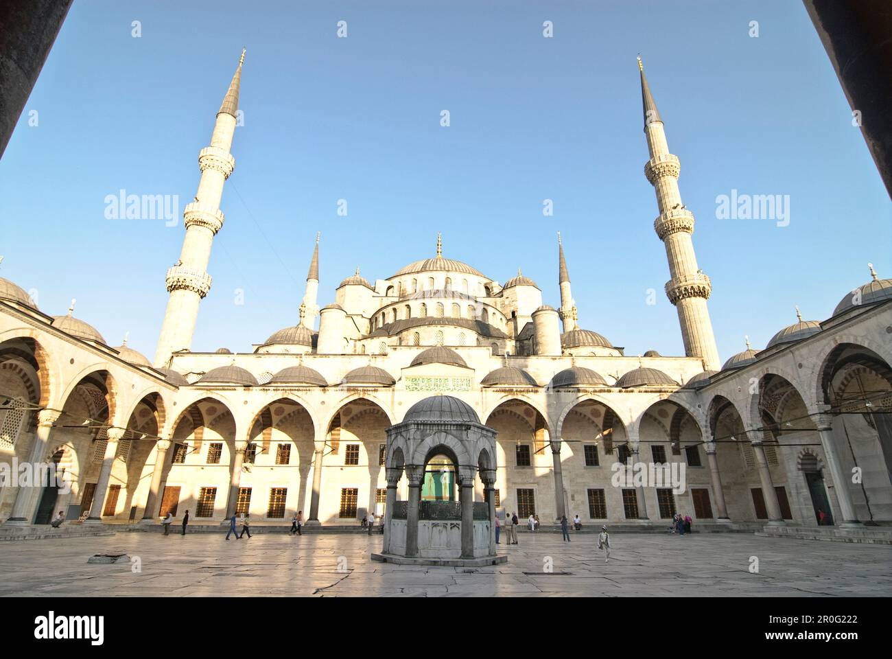 View of the inner courtyard of the Blue Mosque, Sultan Ahmed Mosque, Sultanahmet Camii, Istanbul ...