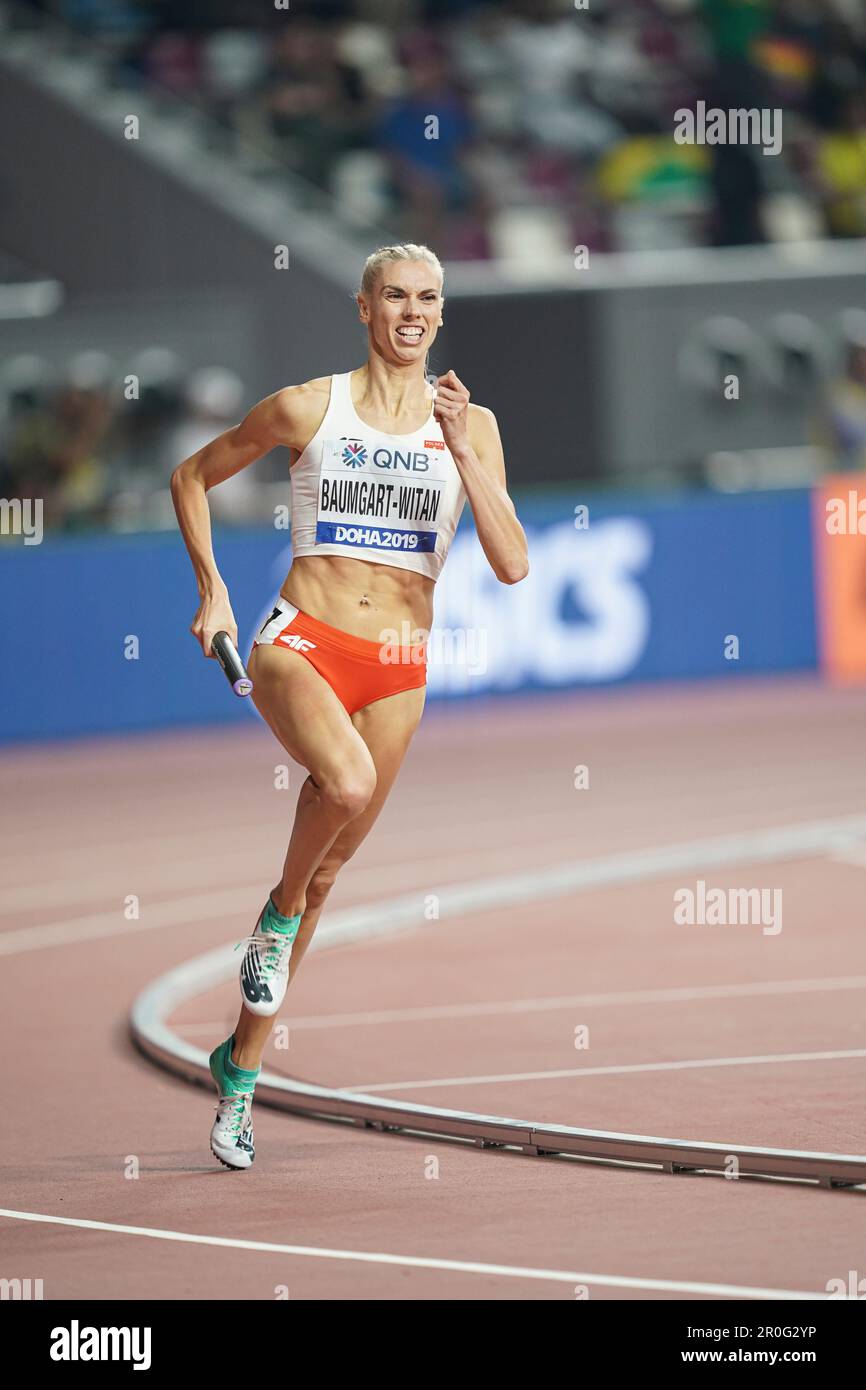 Iga BAUMGART-WITAN running the 4x400m mixed at the 2019 World Athletics ...