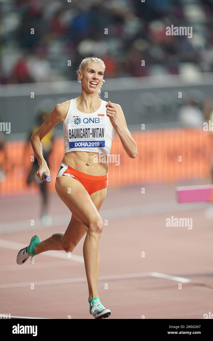 Iga BAUMGART-WITAN running the 4x400m mixed at the 2019 World Athletics ...