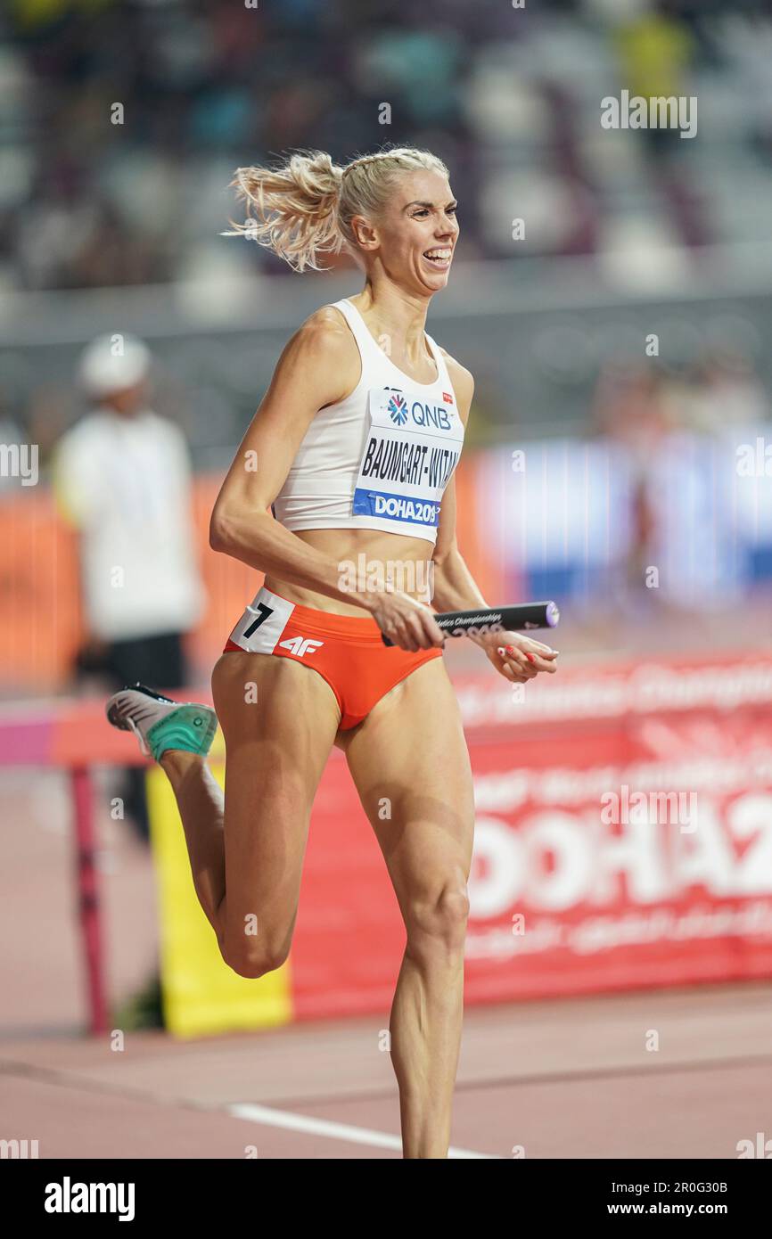 Iga BAUMGART-WITAN running the 4x400m mixed at the 2019 World Athletics ...