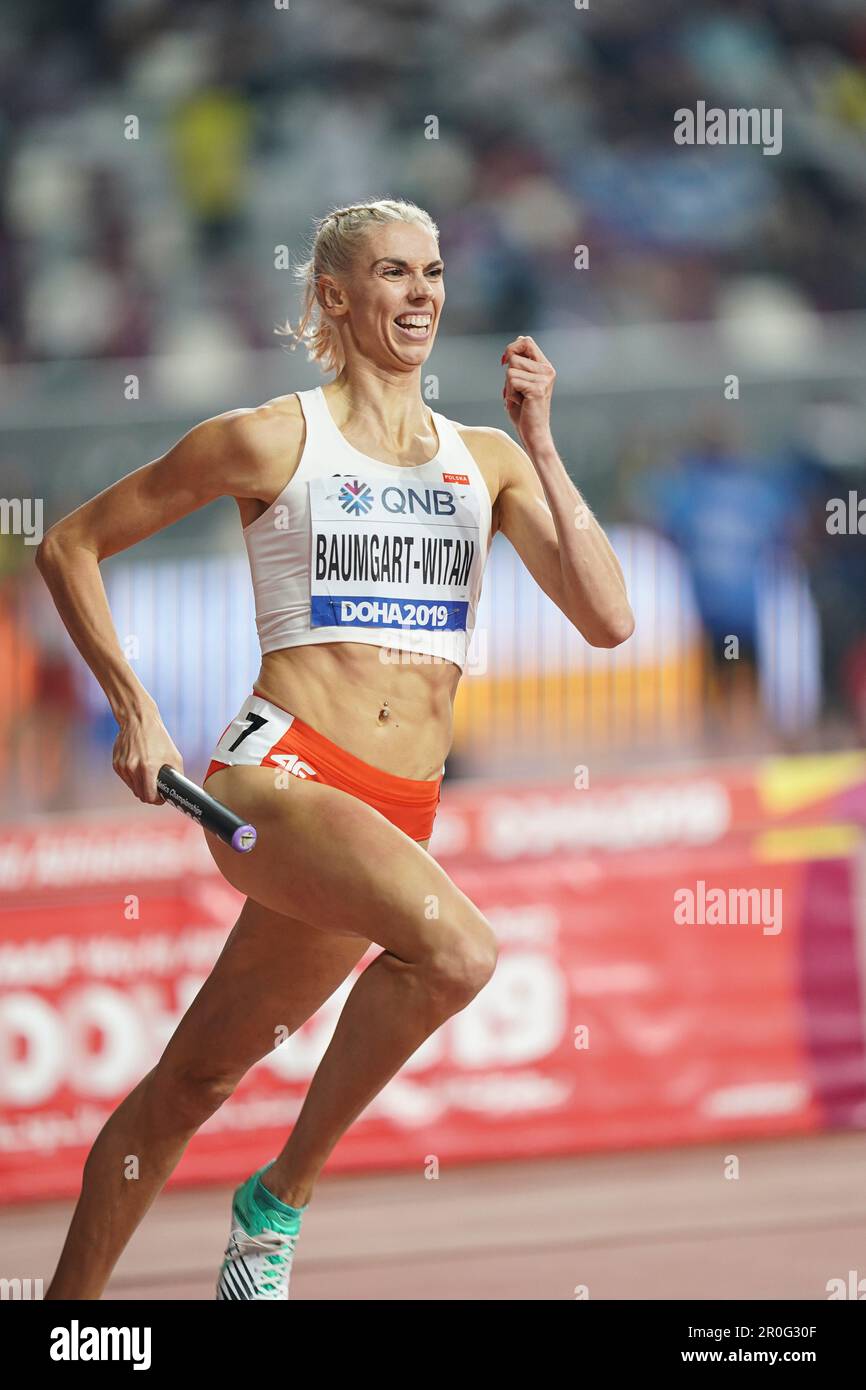 Iga BAUMGART-WITAN running the 4x400m mixed at the 2019 World Athletics ...