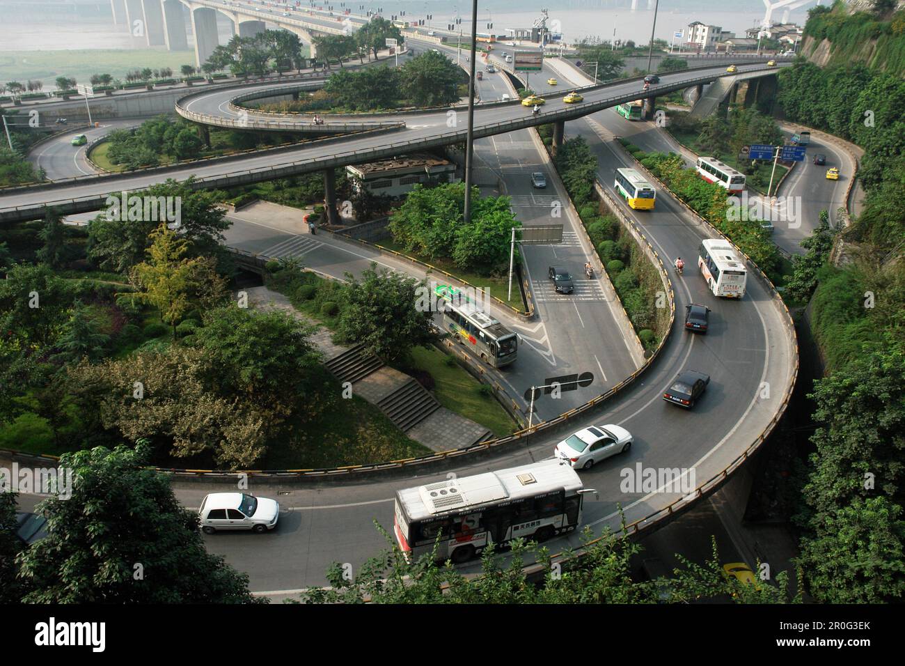 Crossroads with traffic in Chongqing, China, Asia Stock Photo - Alamy