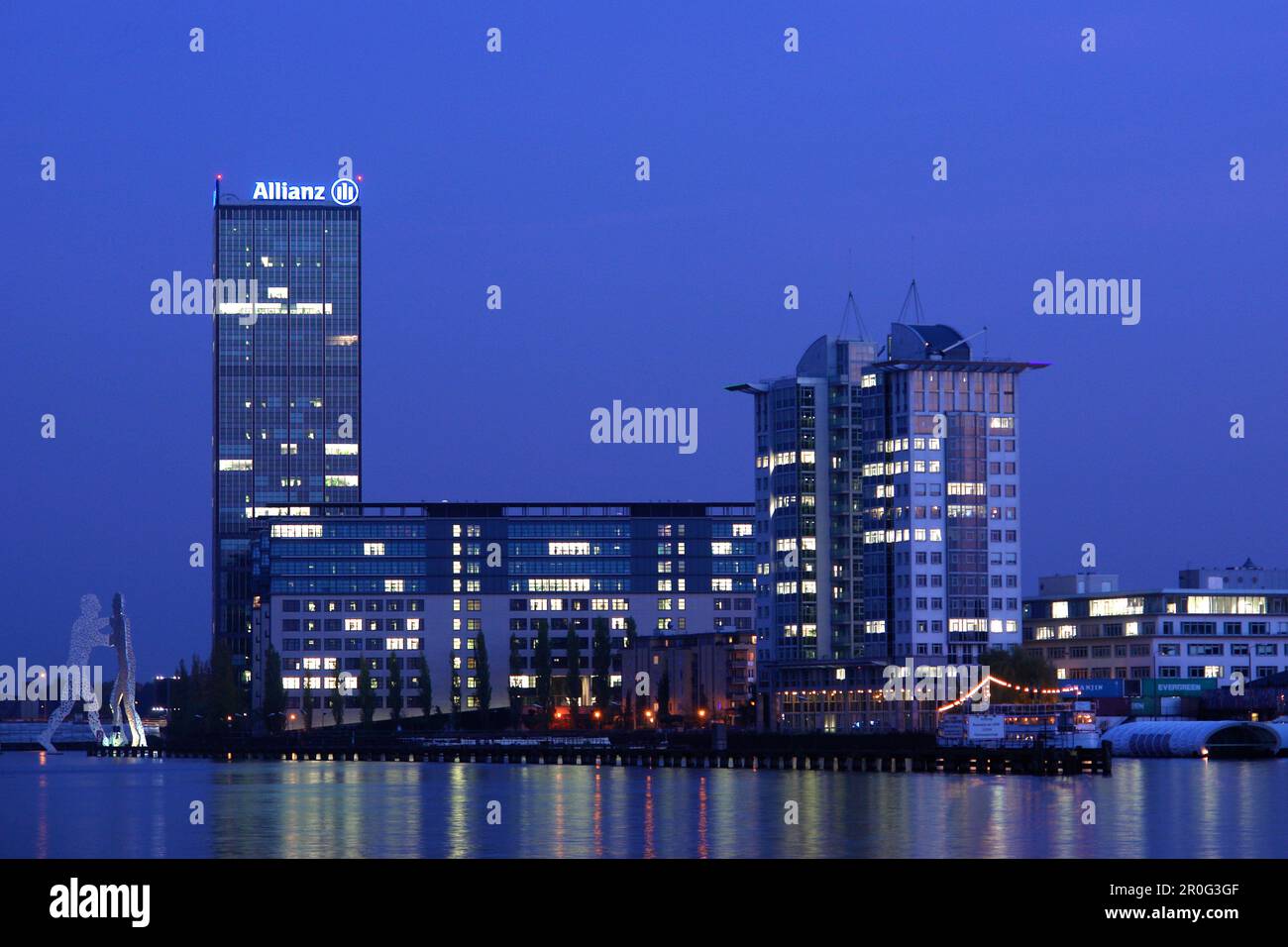 Office Towers at night, Treptowers, Berlin, Germany Stock Photo - Alamy