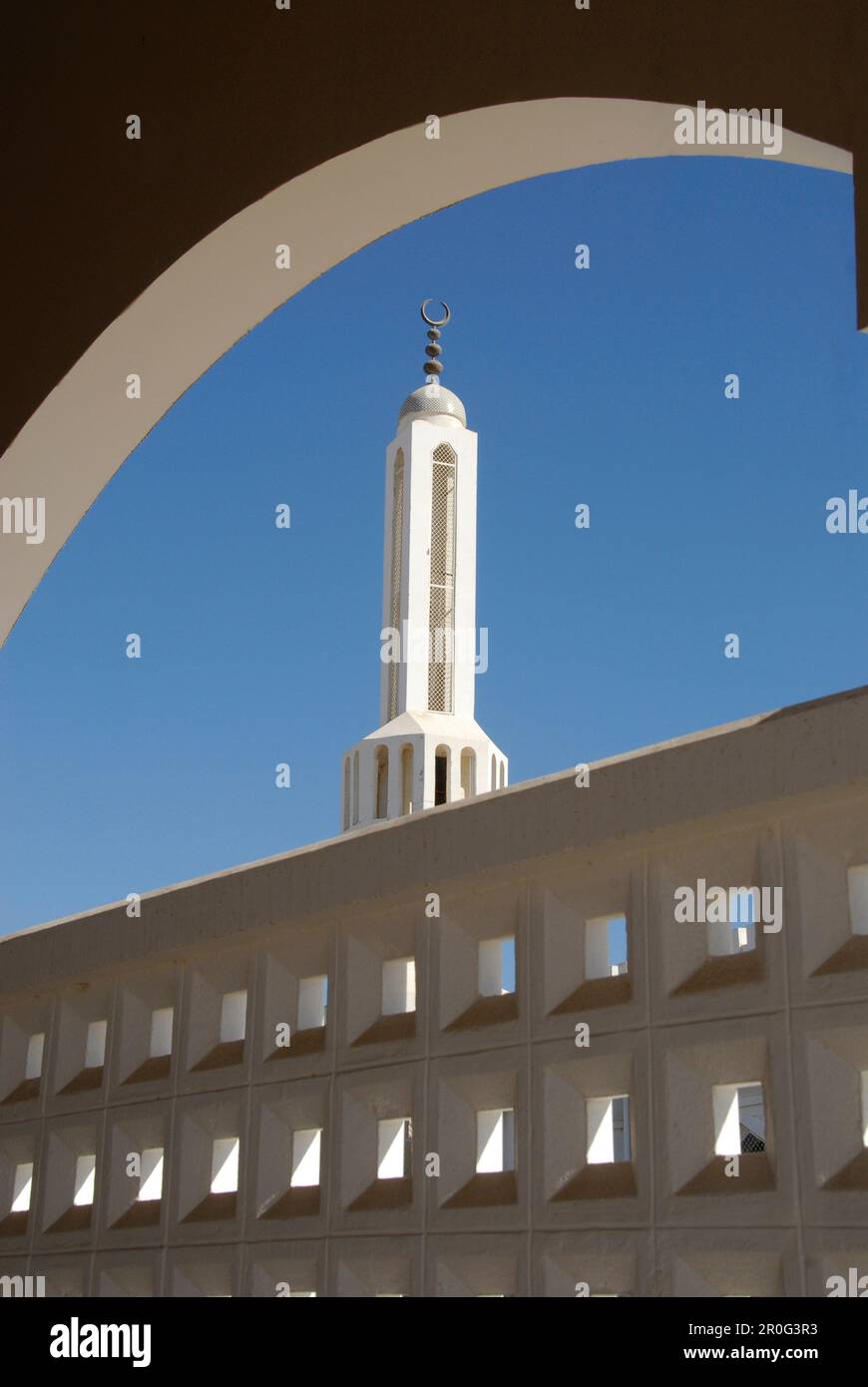 Detail of a mosque under blue sky, Al Buraimi, Oman, Asia Stock Photo ...
