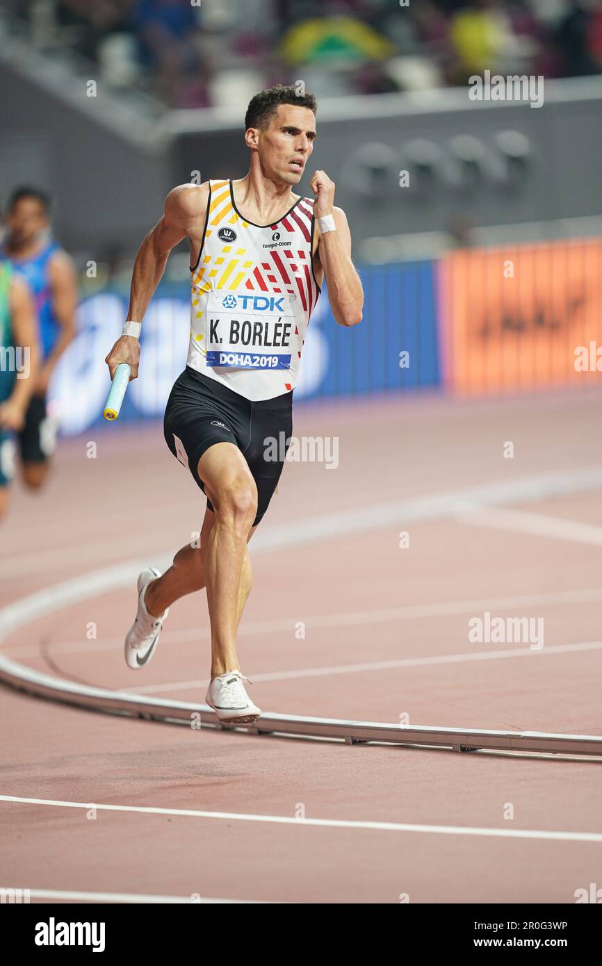 Kevin BORLÉE running the 4x400m mixed at the 2019 World Athletics ...