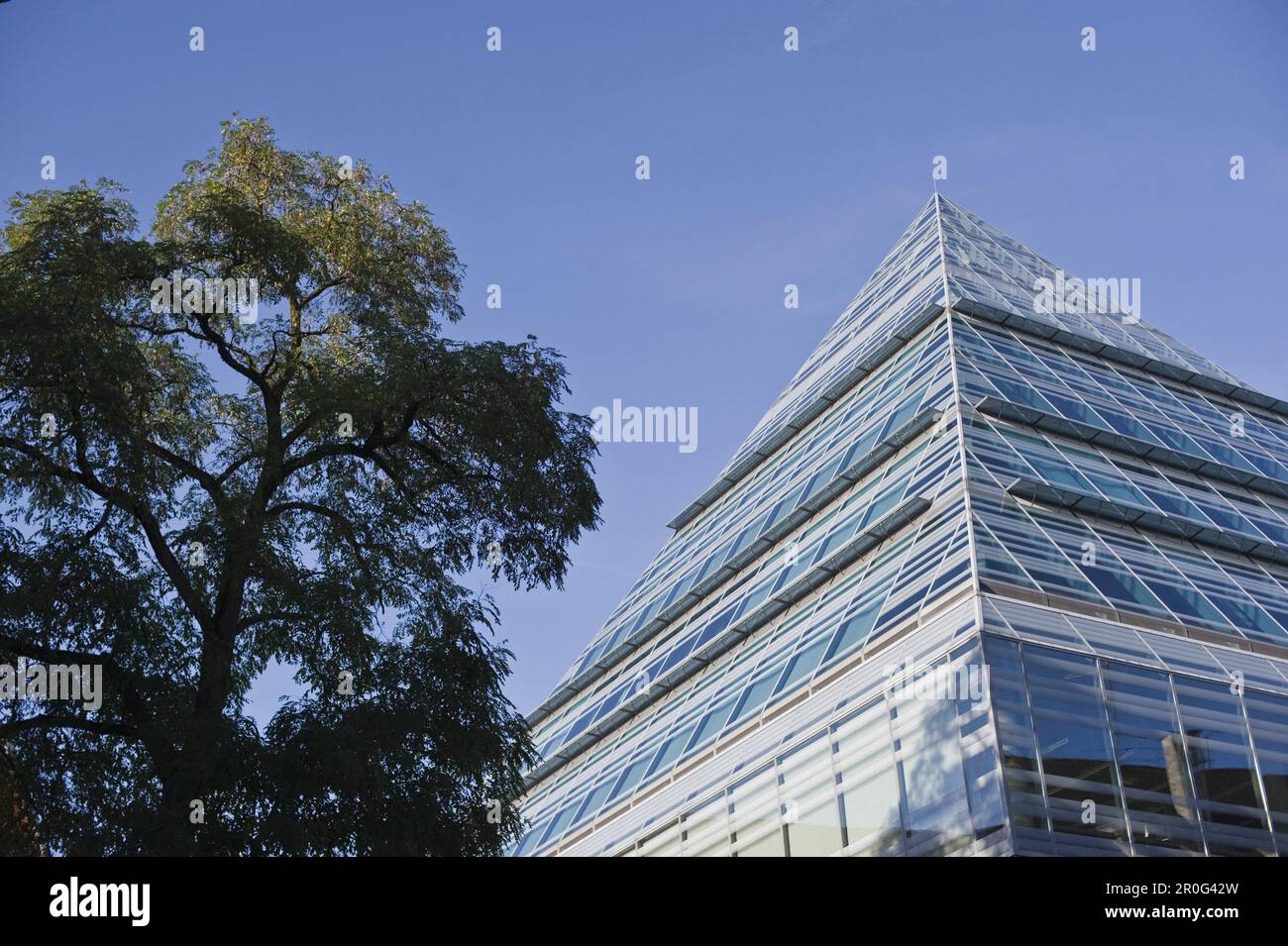Modern architecture, Glass Pyramid, Library, Ulm Baden Wuerttemberg ...