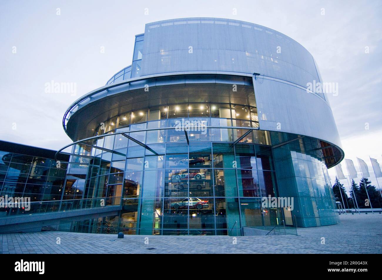The Audi Museum, Round building, Ingolstadt, Bavaria, Germany Stock ...