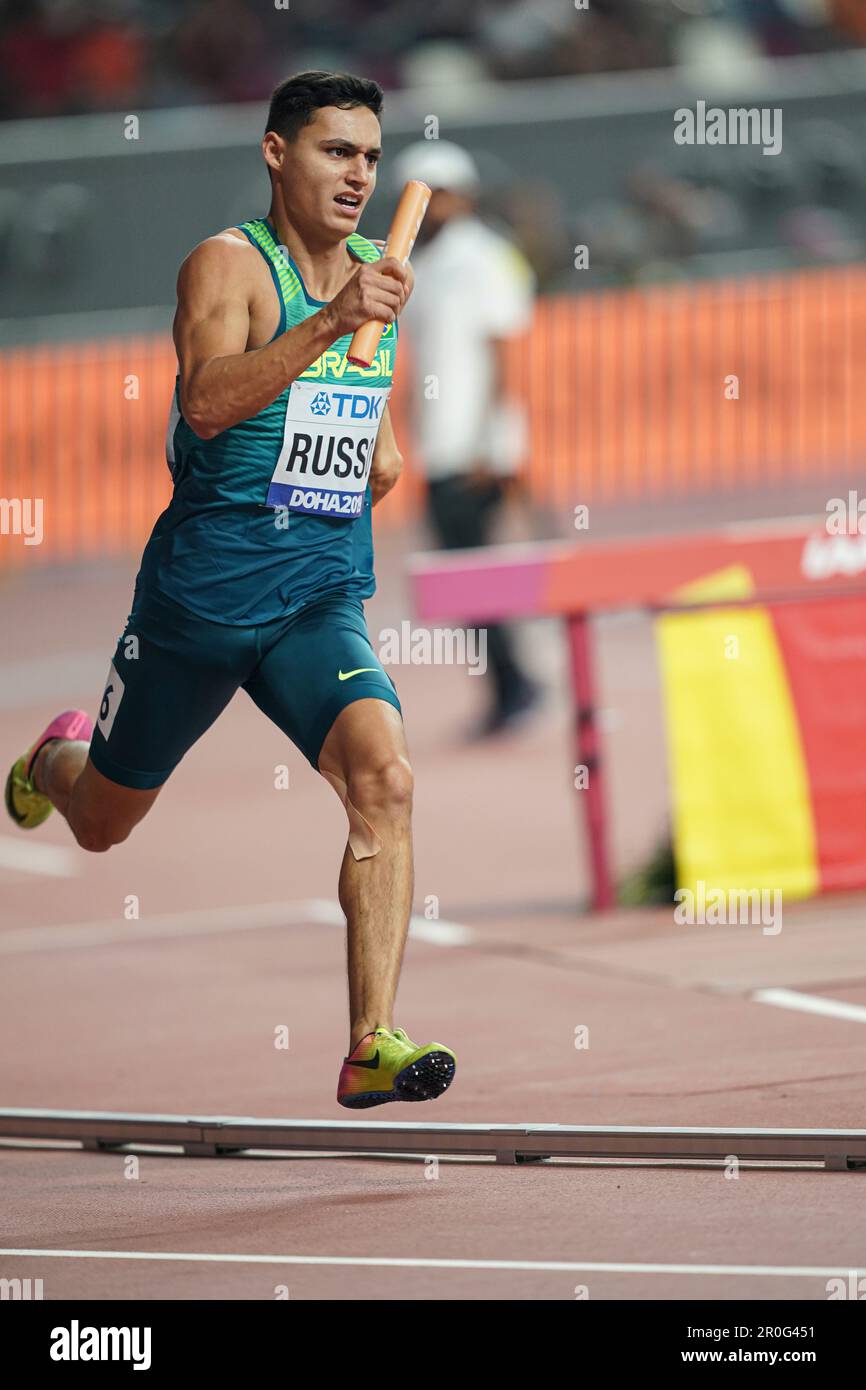 Alexander RUSSO running the 4x400m mixed at the 2019 World Athletics ...