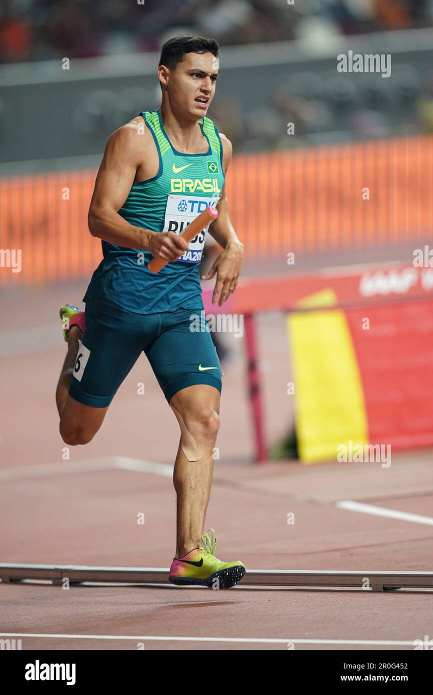 Alexander RUSSO running the 4x400m mixed at the 2019 World Athletics ...