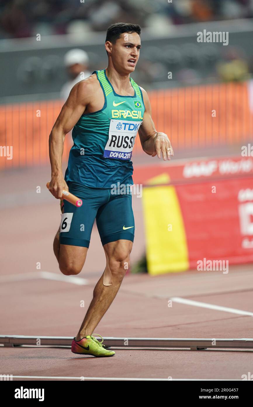 Alexander RUSSO running the 4x400m mixed at the 2019 World Athletics ...