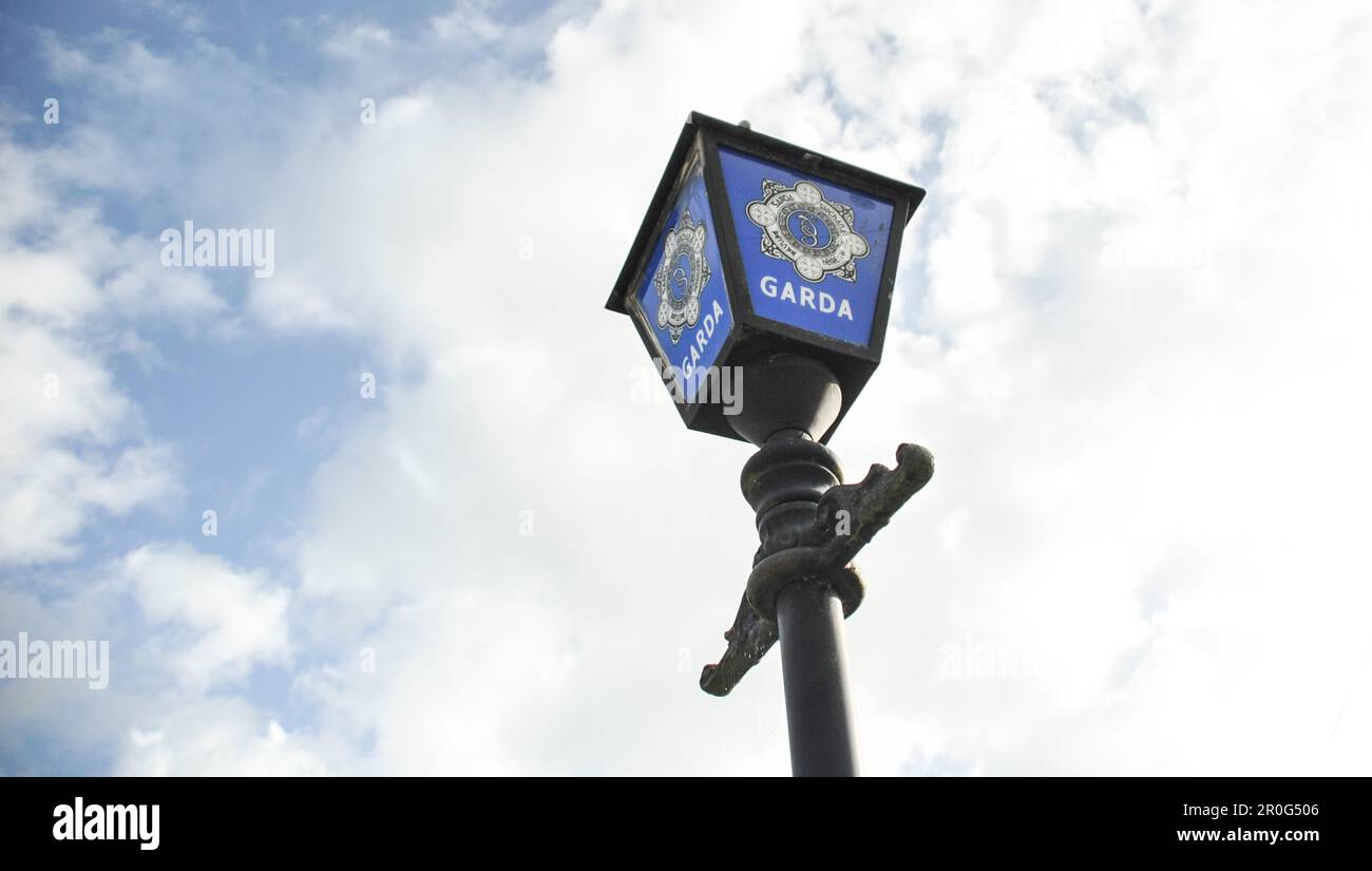 A lamp sign outside Garda Station, Limerick. Ireland Stock Photo - Alamy