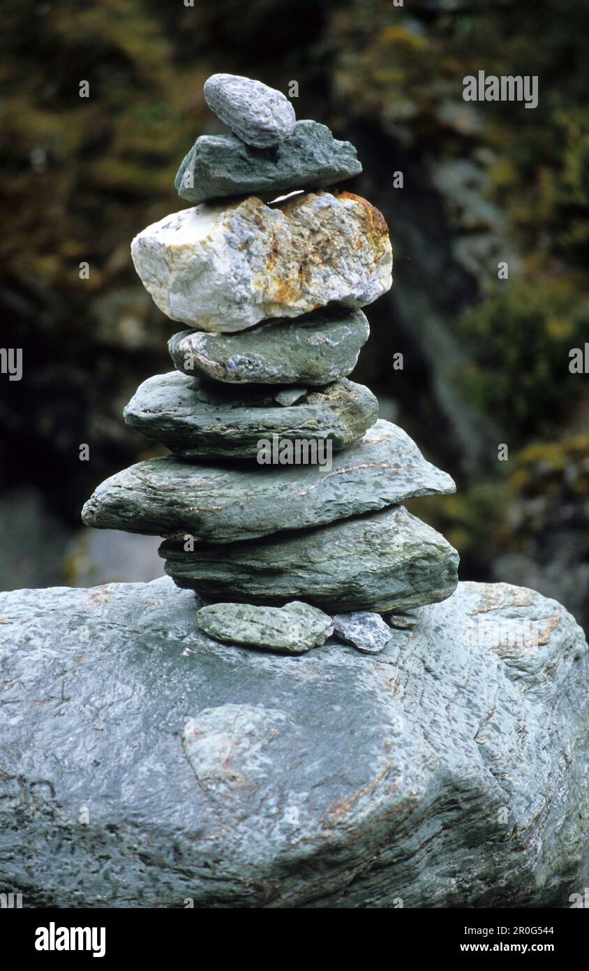 Cairn on the Rees Dart Track at upper Dart Valley, Mt. Aspiring ... Cairn on the Rees Dart Track at upper Dart Valley, Mt. Aspiring ...