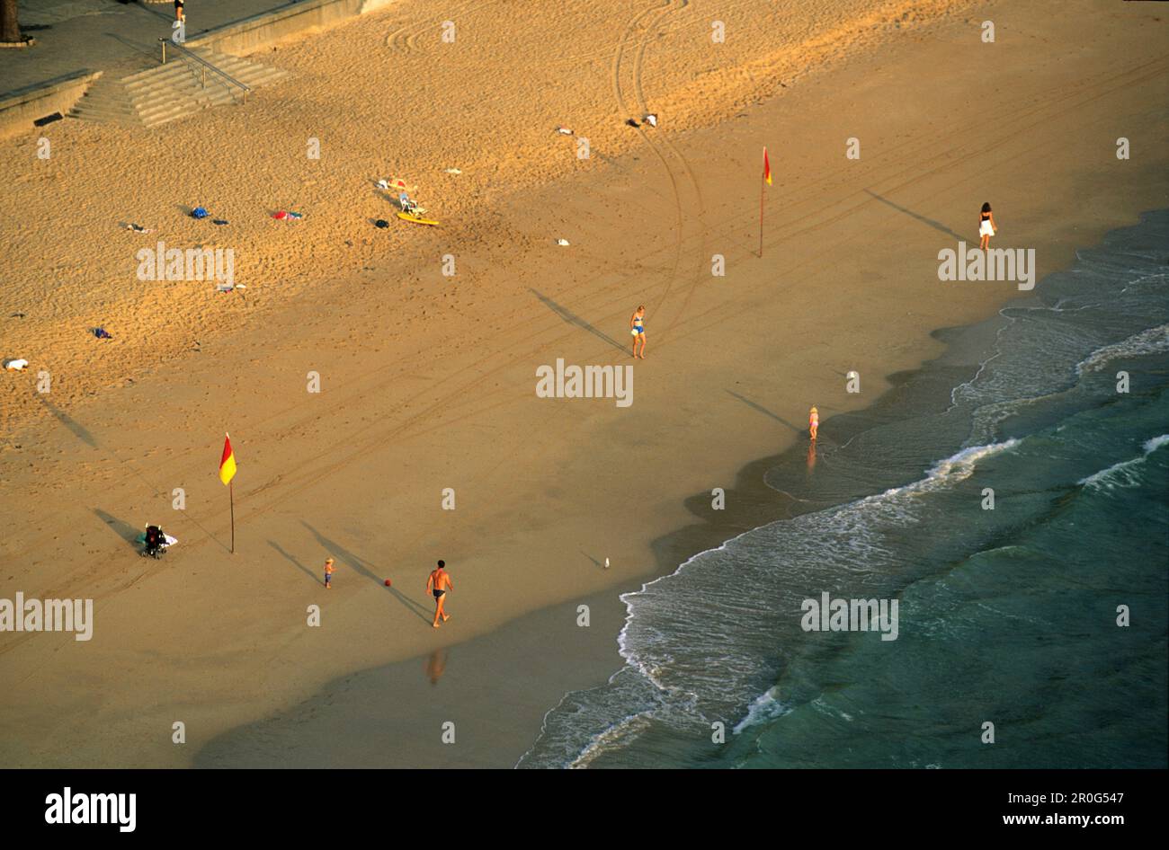 View to Manly beach with the flags of the lifeguards, Sydney, New South ...