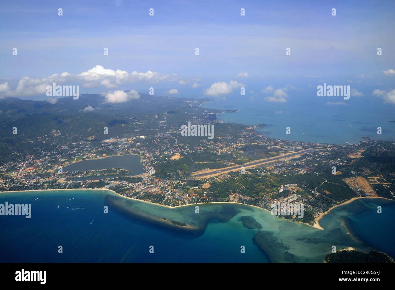 Aerial view of Chaweng Beach and the north coast, Ko Samui, Thailand ...