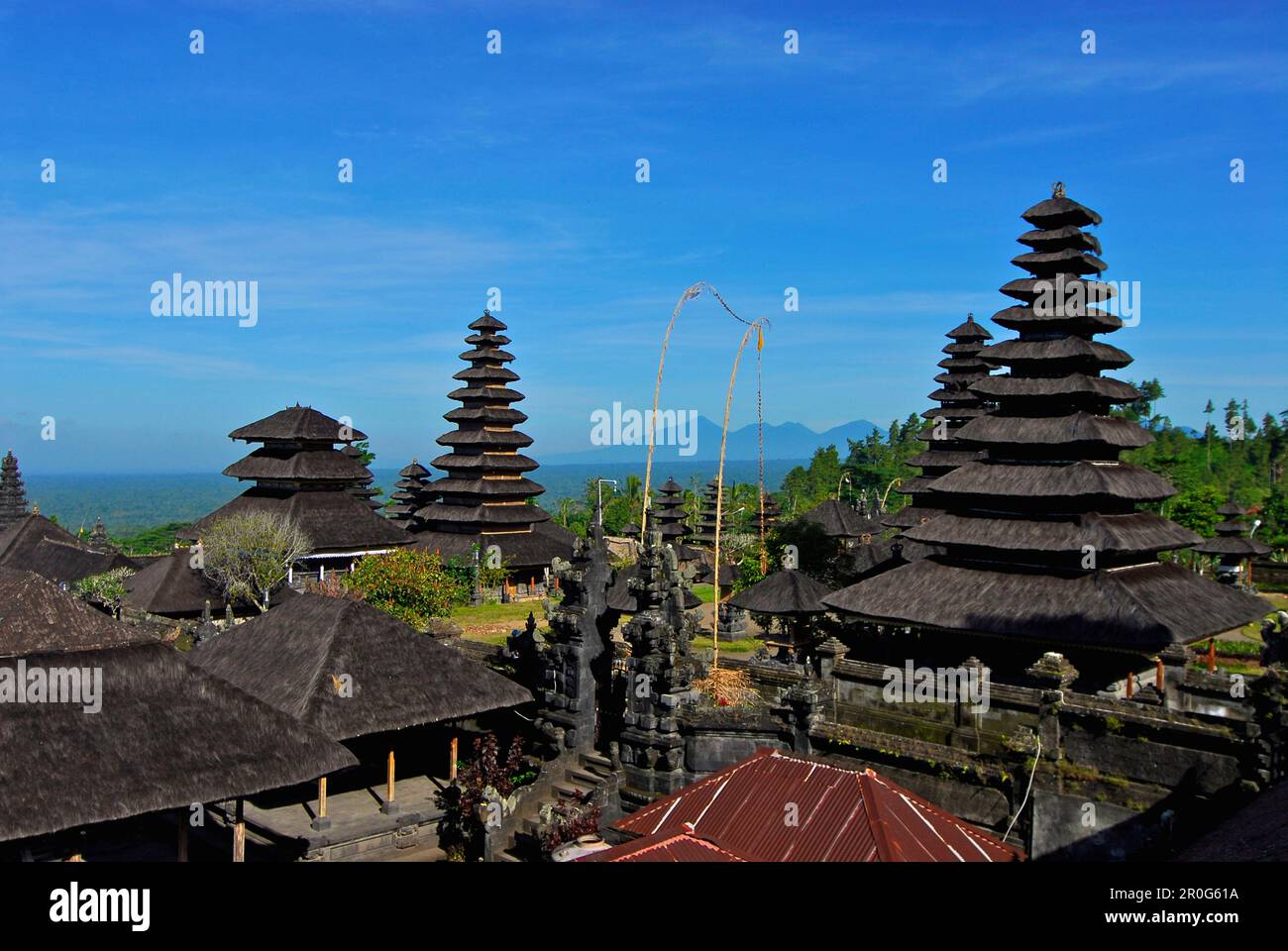 Besakih, the balinese main temple under blue sky, Bali, Indonesia, Asia ...