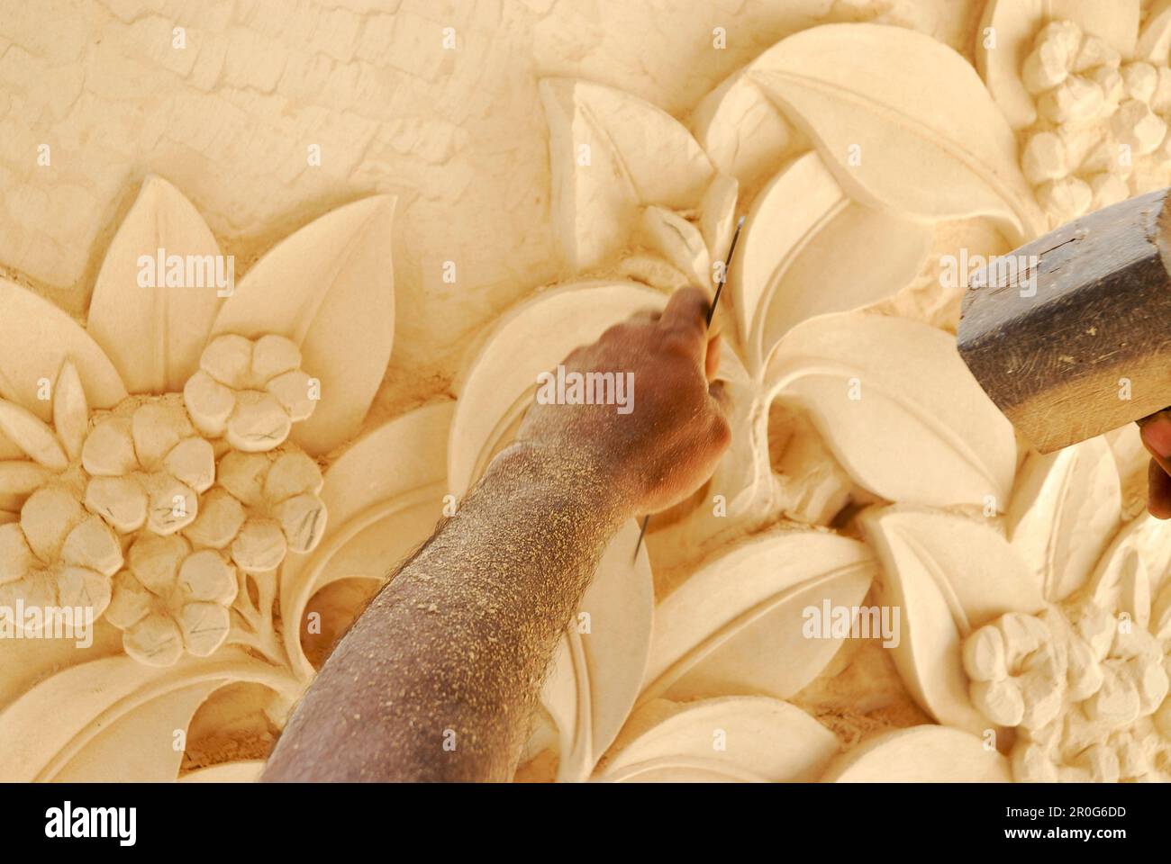 A stone cutter at work, detail, Central Bali, Indonesia, Asia Stock ...