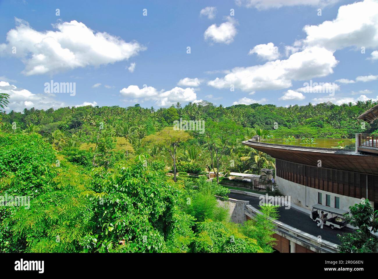 View at the main building of Hotel Four Seasons under cloudy sky, Sayan ...