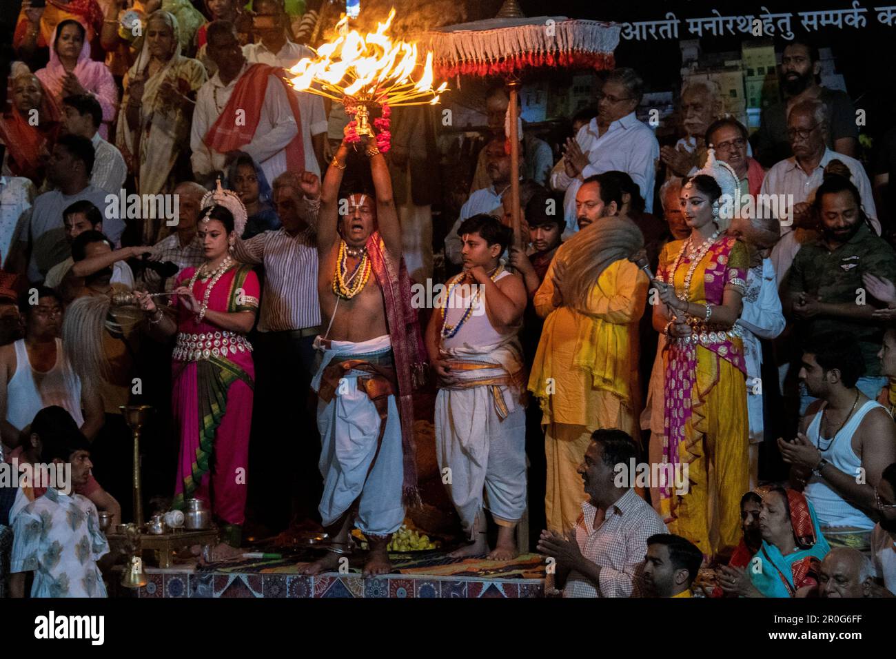 An Arti Ceremony on the ghats of Pushkar Lake, Pushkar, Rajasthan ...