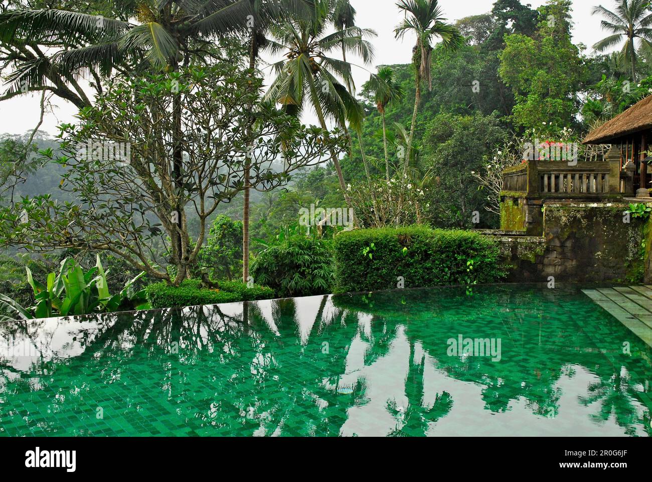 The deserted pool in the garden of the Amandari Resort, Yeh Agung ...