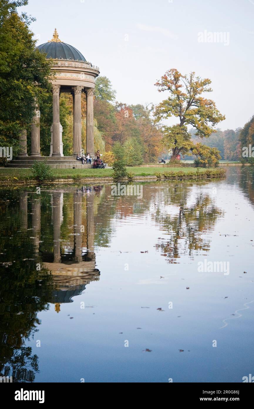 Temple of Apollo in autumn, Nymphenburg palace park, Munich, Bavaria ...