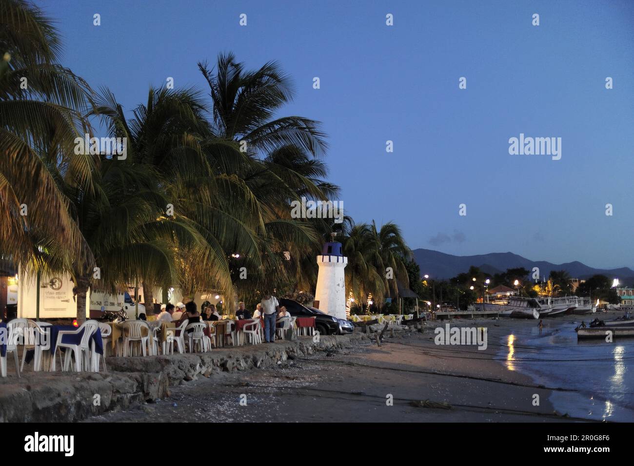 Open-air restaurant at promenade, Juangriego, Isla Margarita, Nueva ...