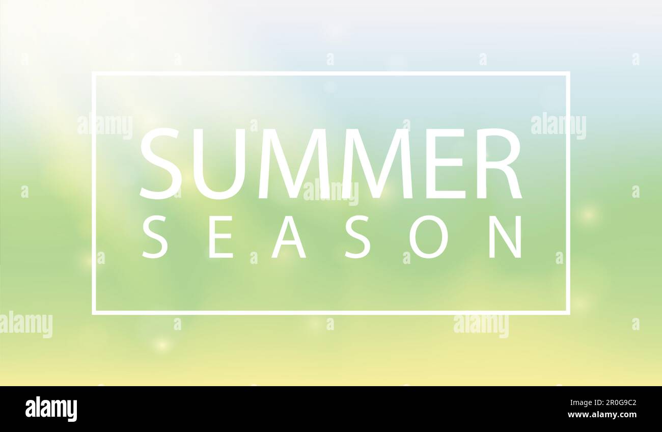 The inscription summer season in a white frame on a gradient background ...