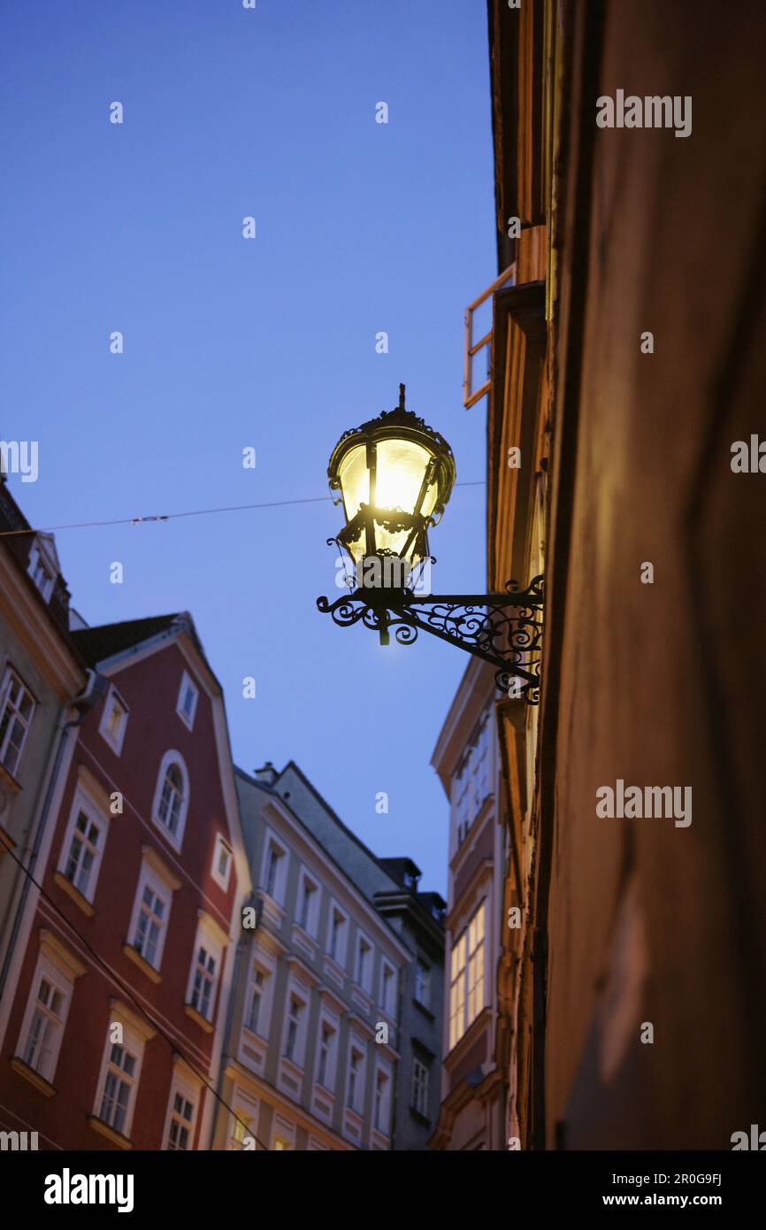 Old Lantern, Old Alley in the oldest district of Vienna City Centre ...