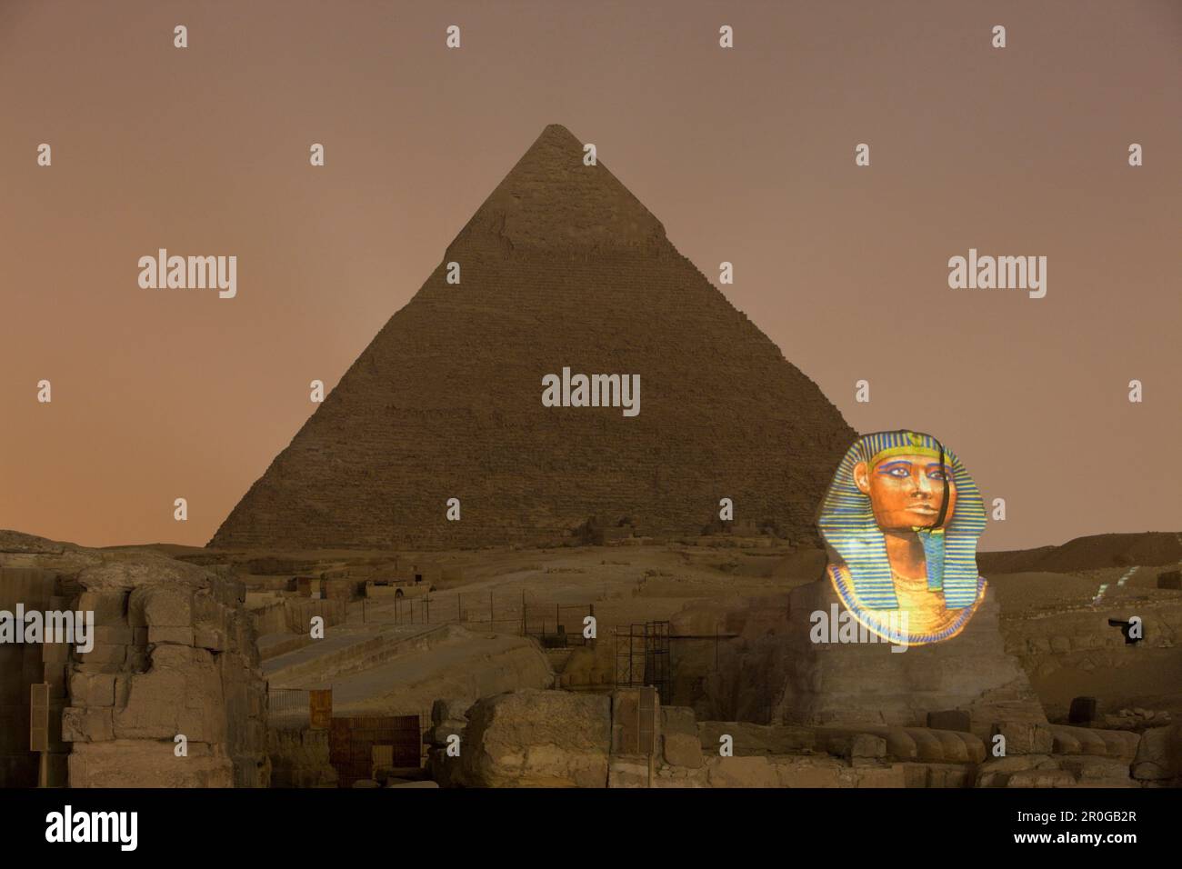 Light and Sound Show at Pyramids of Giza, Egypt, Cairo Stock Photo - Alamy
