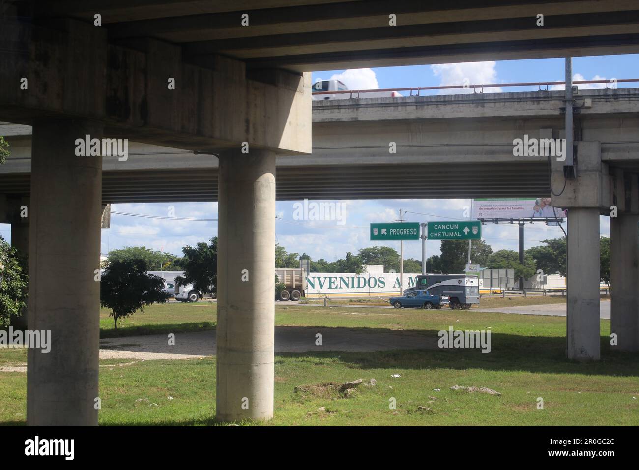 MERIDA, MEXICO - OCTOBER 31, 2016 main high way over pass outside the ...