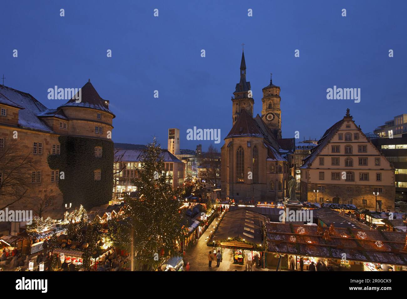 Christmas market at Schiller square, Old Castle and Collegiate Church ...