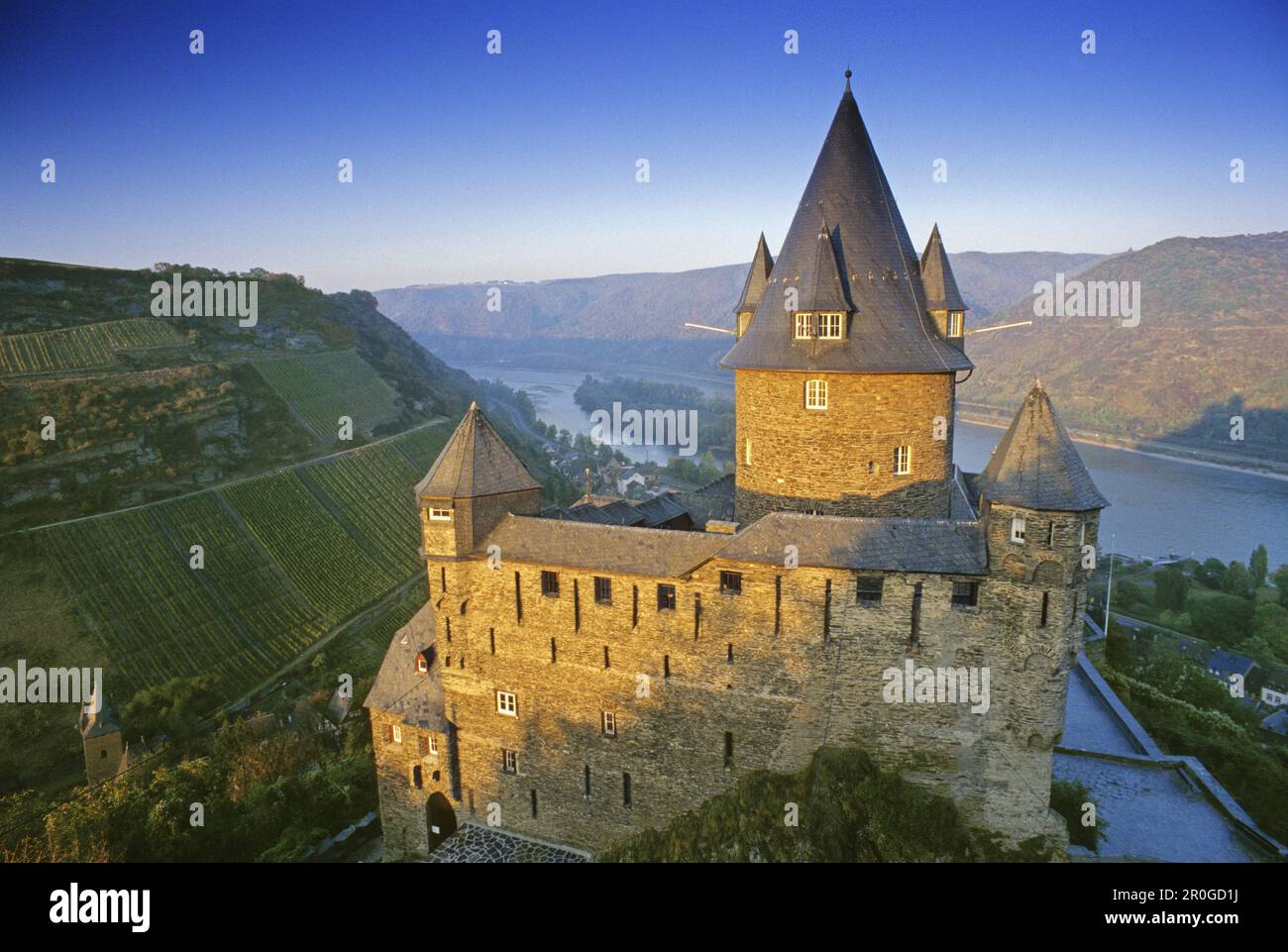 Stahleck castle near Bacharach, Rhine river, Rhineland-Palatinate ...