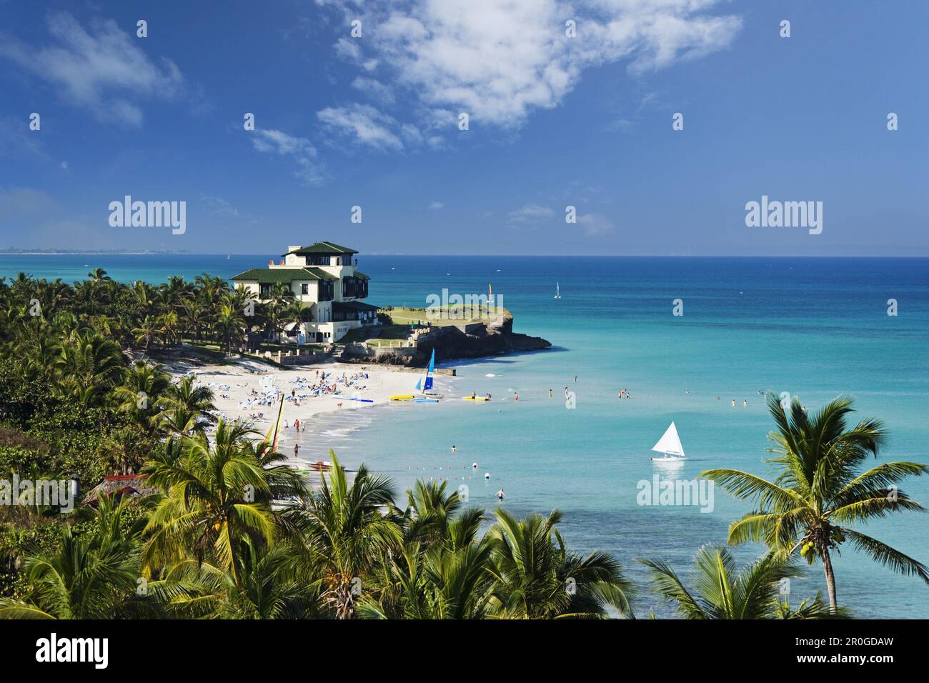 View along sandy beach to Villa Dupont, Varadero, Matanzas, Cuba, West ...